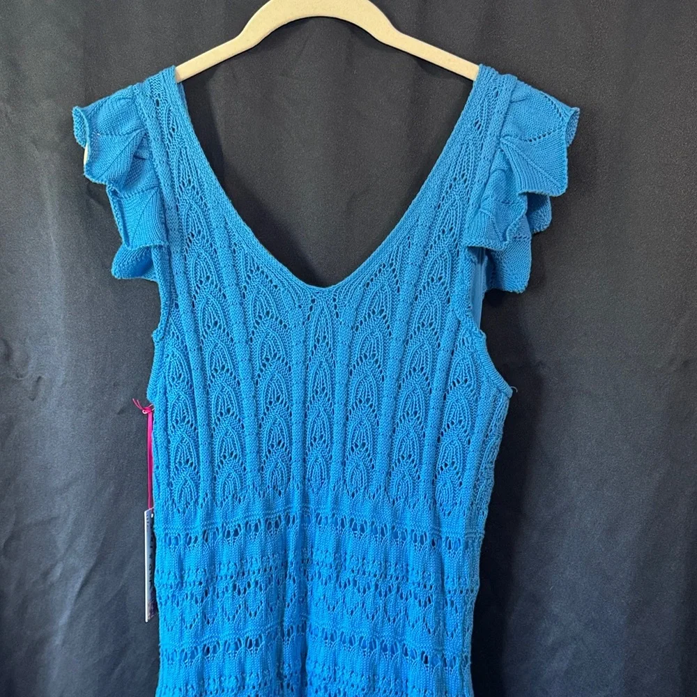 Freshman | Dresses | Freshman Bright Blue Crochet Midi Dress With ...